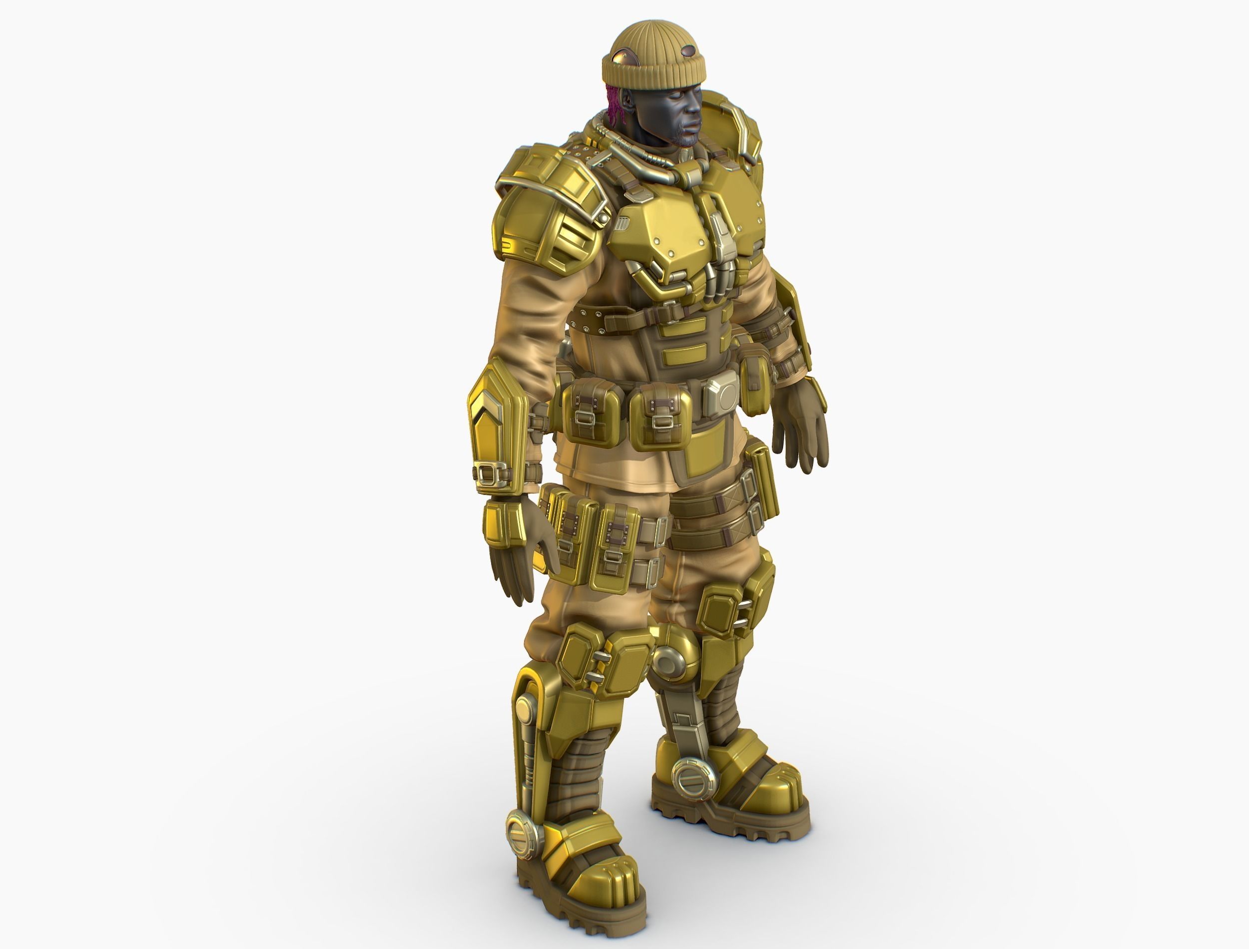 High Poly Man Military Heavy Armor Future 3D model | CGTrader