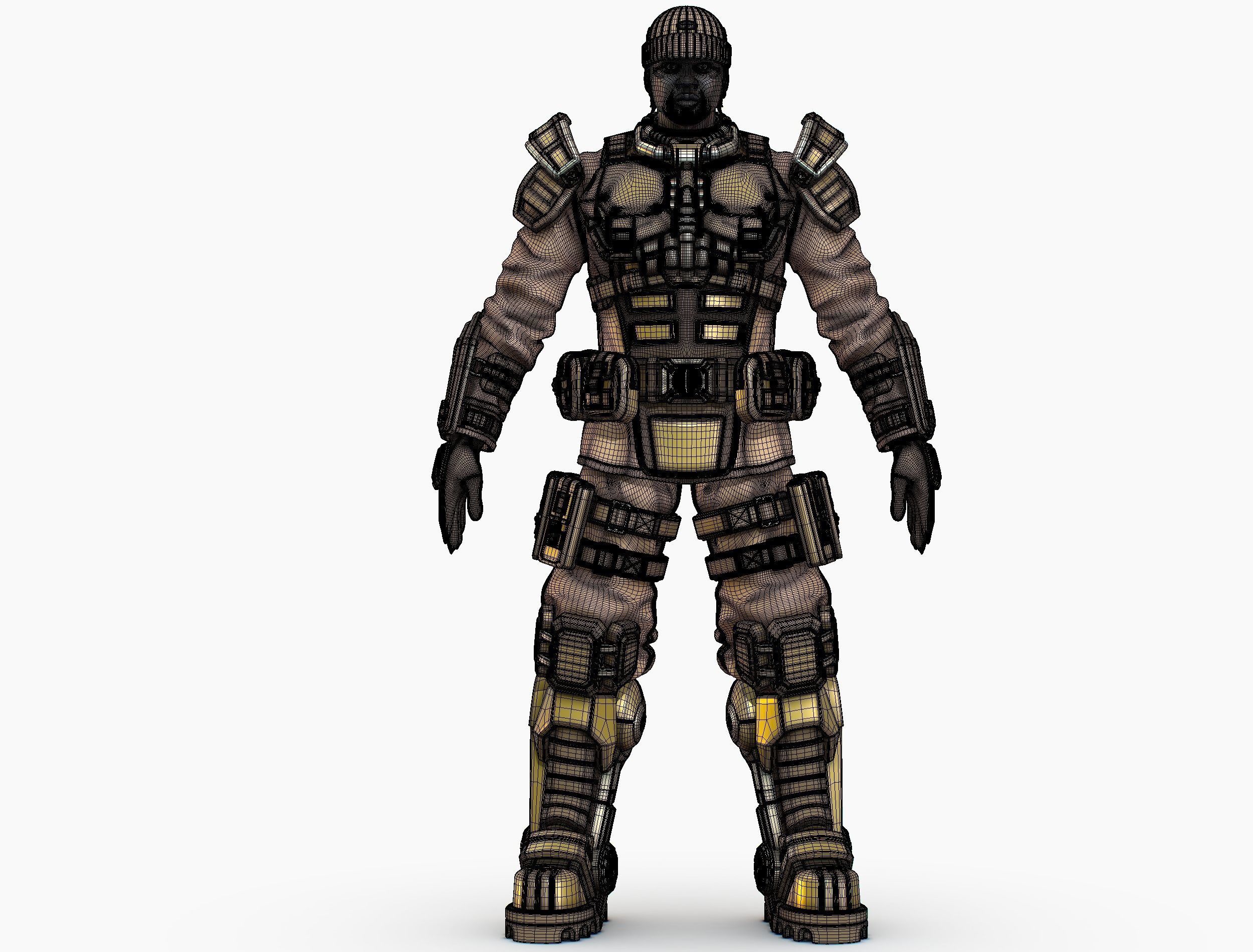 High Poly Man Military Heavy Armor Future 3D model | CGTrader