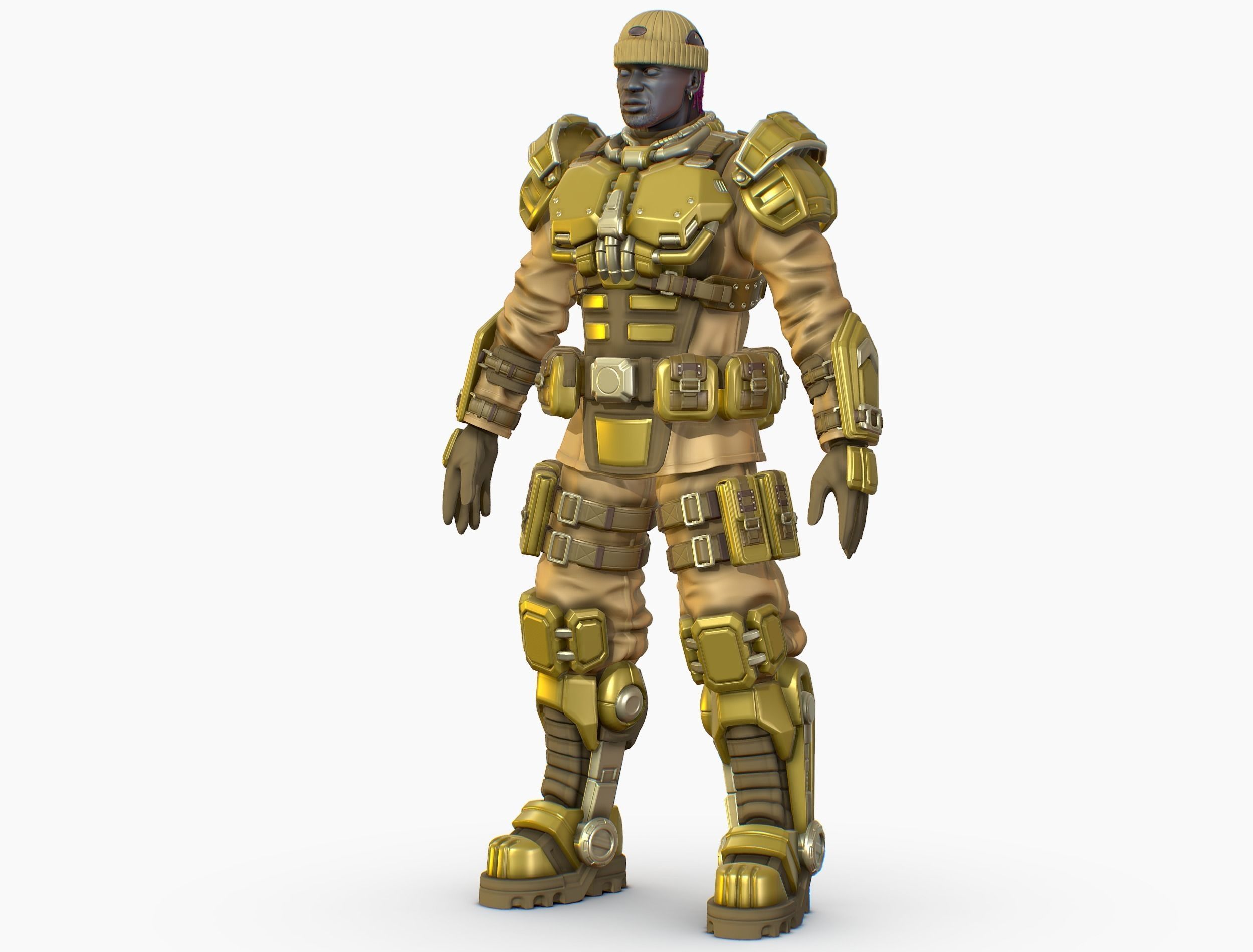 High Poly Man Military Heavy Armor Future 3D model | CGTrader