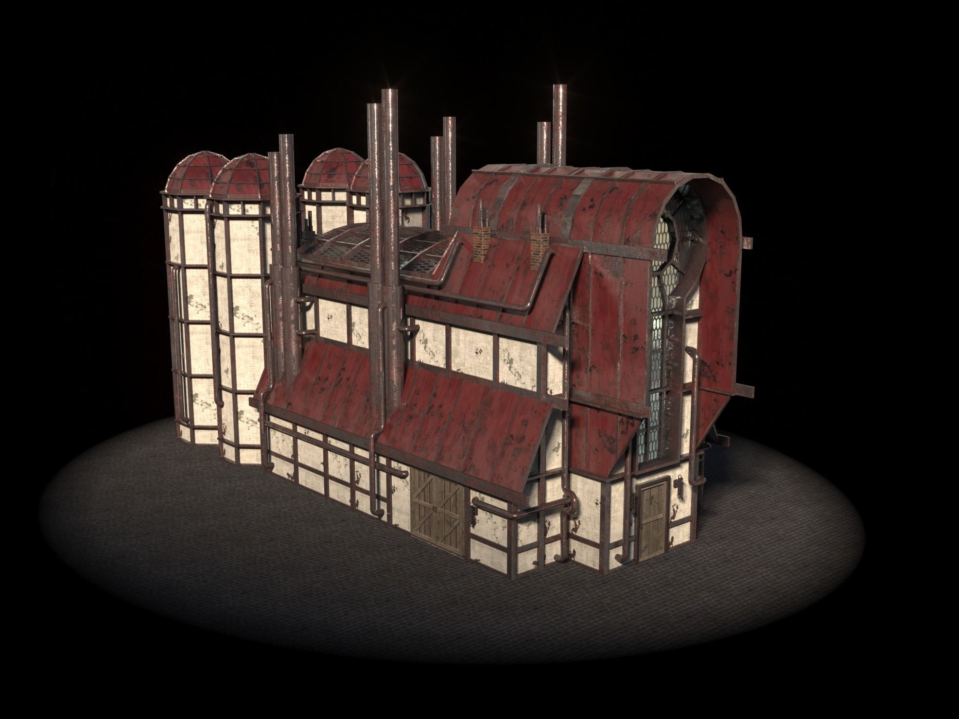 Steampunk Factory 3 types free VR / AR / low-poly 3D model | CGTrader