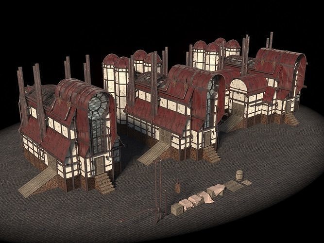 Steampunk Factory 3 types free VR / AR / low-poly 3D model | CGTrader