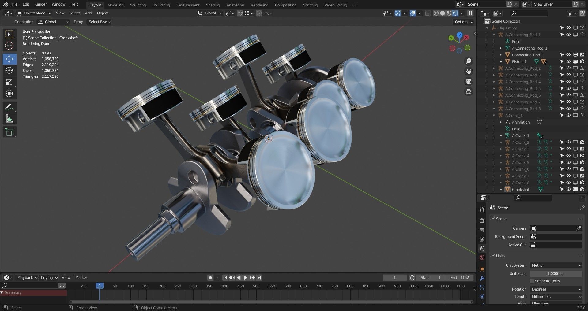 Animated V8 Engine 3D model animated rigged | CGTrader