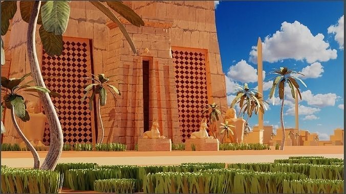3D model An ancient Egyptian temple VR / AR / low-poly | CGTrader