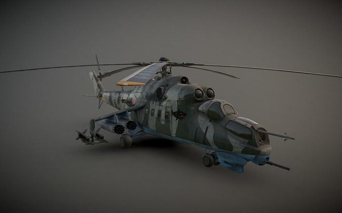 Russian Attack Helicopter MI-24 3D model rigged | CGTrader