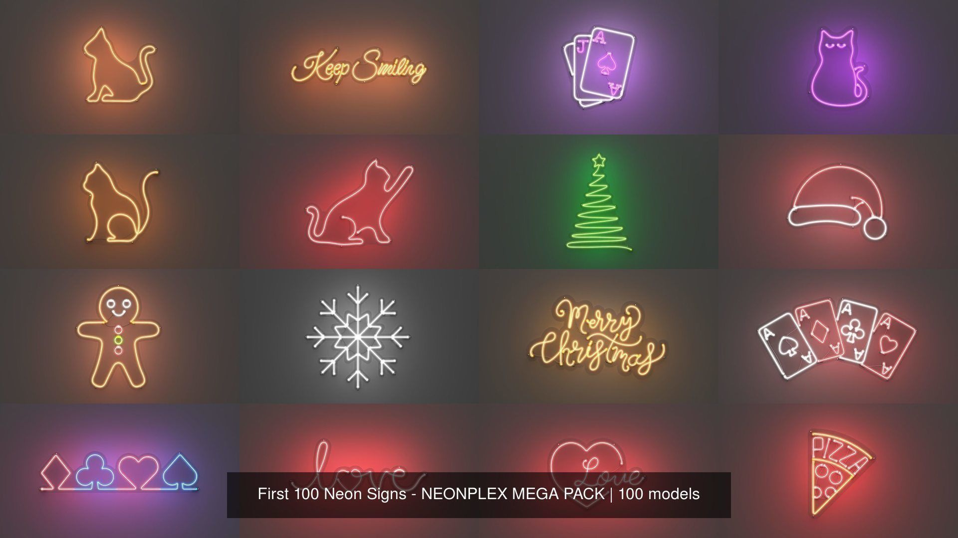 100 Neon Signs - NEONPLEX MEGA PACK 3D Model Collection | CGTrader