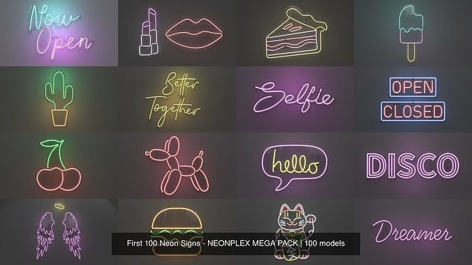 First 100 Neon Signs - NEONPLEX MEGA PACK 3D Model Collection | CGTrader