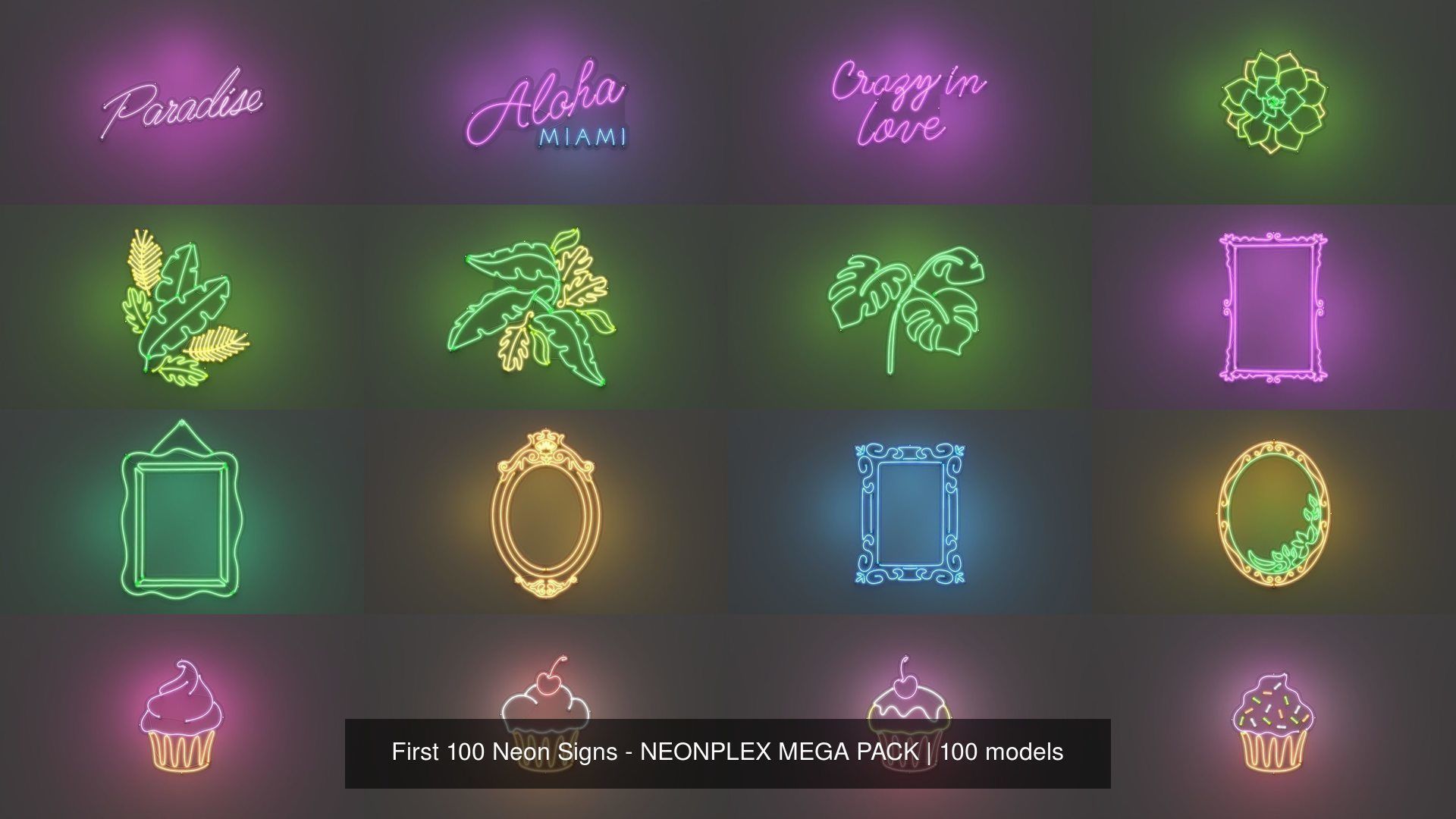 100 Neon Signs - NEONPLEX MEGA PACK 3D Model Collection | CGTrader