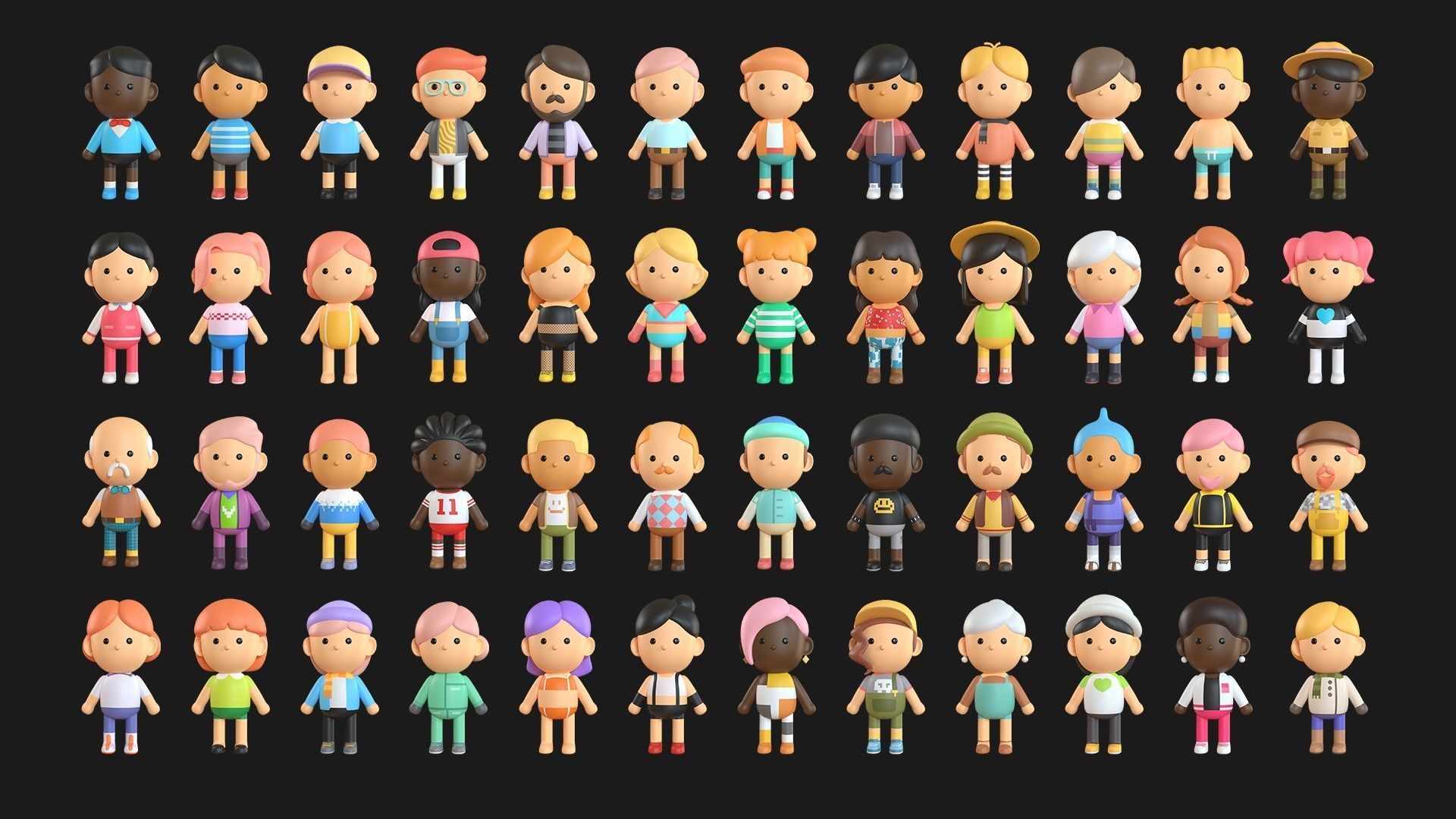 CARTOON CHARACTERS PACK 3D model animated rigged | CGTrader