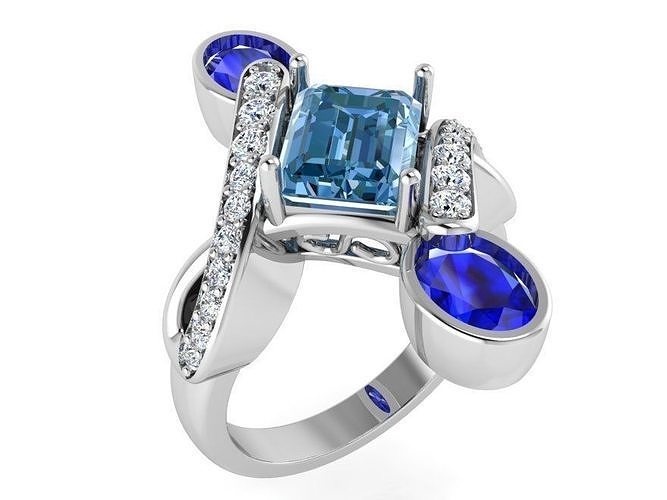 3-Blue stone ring 3282 3D print model 3D model 3D printable | CGTrader