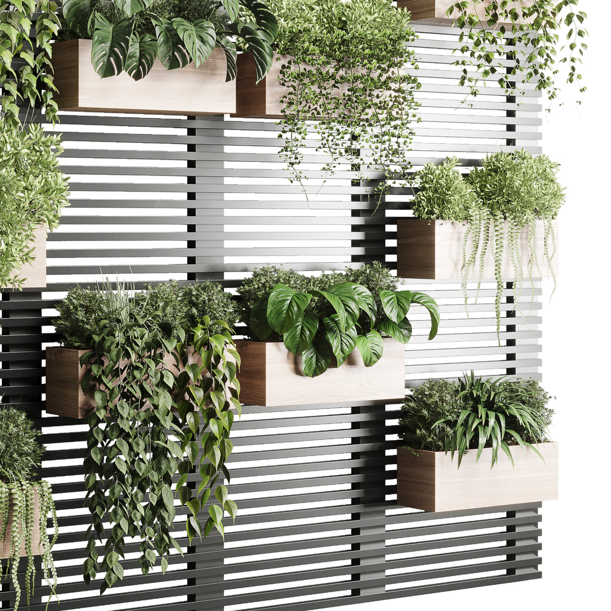 3D model plants set partition Vertical graden wall decor box VR / AR ...