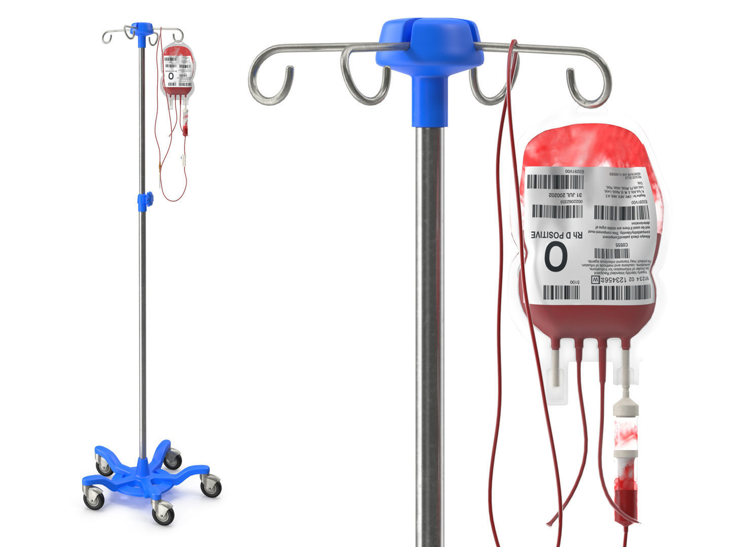 IV stand with blood bag for transfusion 3D model | CGTrader
