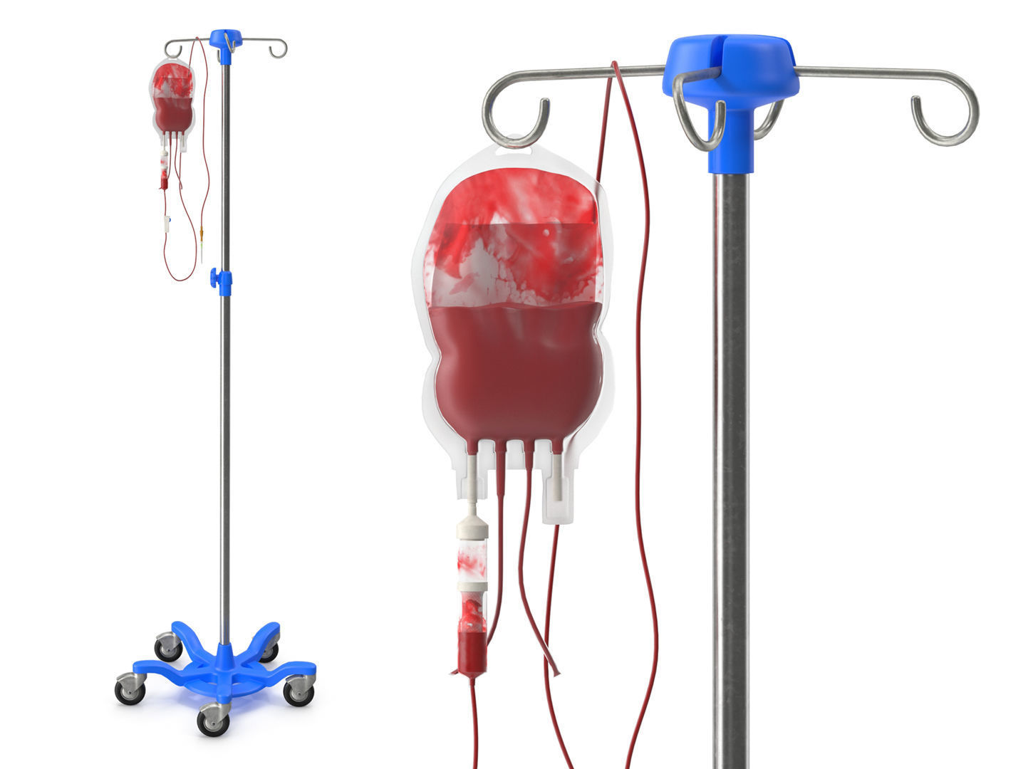IV stand with blood bag for transfusion 3D model | CGTrader