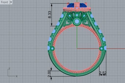 Blue heart luxurious diamond ring 3307 3D print model 3D model 3D ...