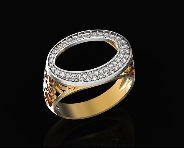 Elegant Womens Geometric Diamond Ring pattern 798 3D model 3D printable ...