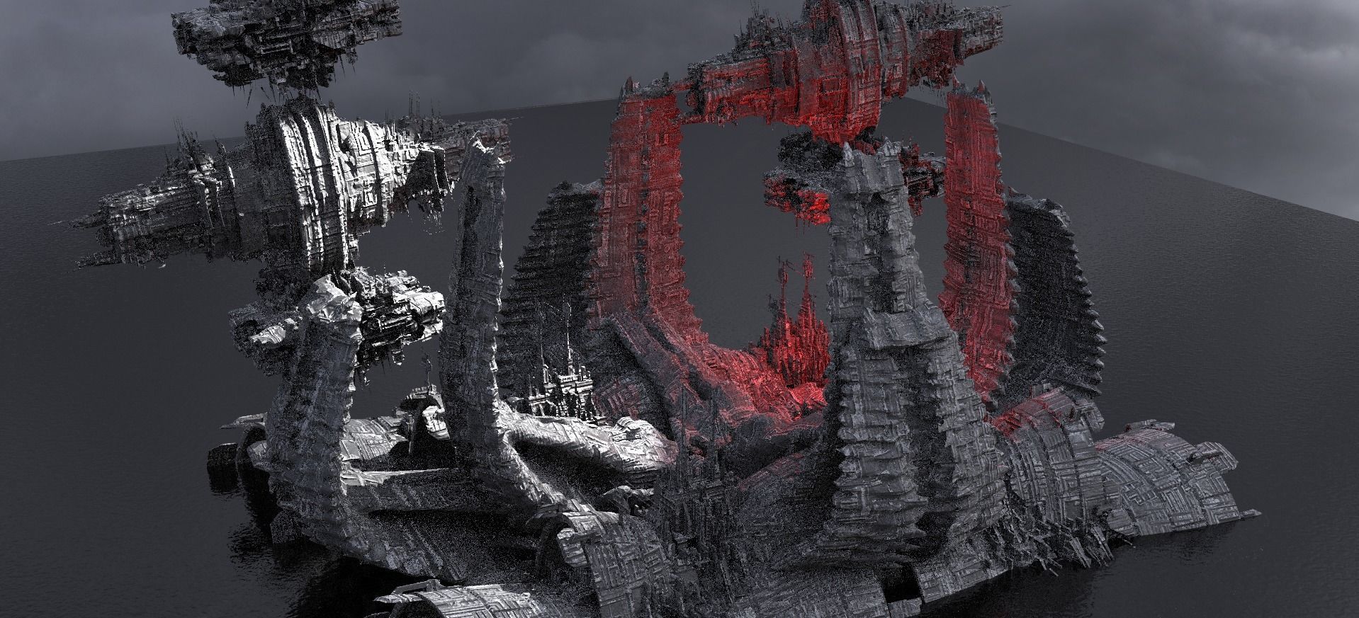 Sci-Fi Alien Spine City Necro Bases 3D model | CGTrader