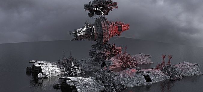 Sci-Fi Alien Spine City base 2 Kirbash 3D model | CGTrader