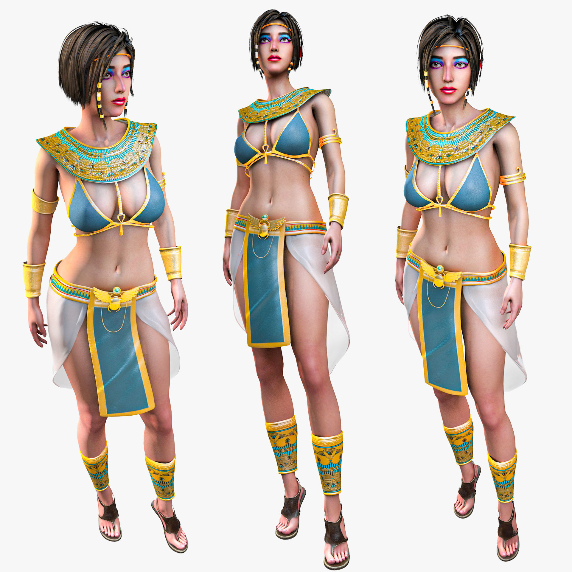 Egyptian Female Girl Character Farah 3D model rigged | CGTrader