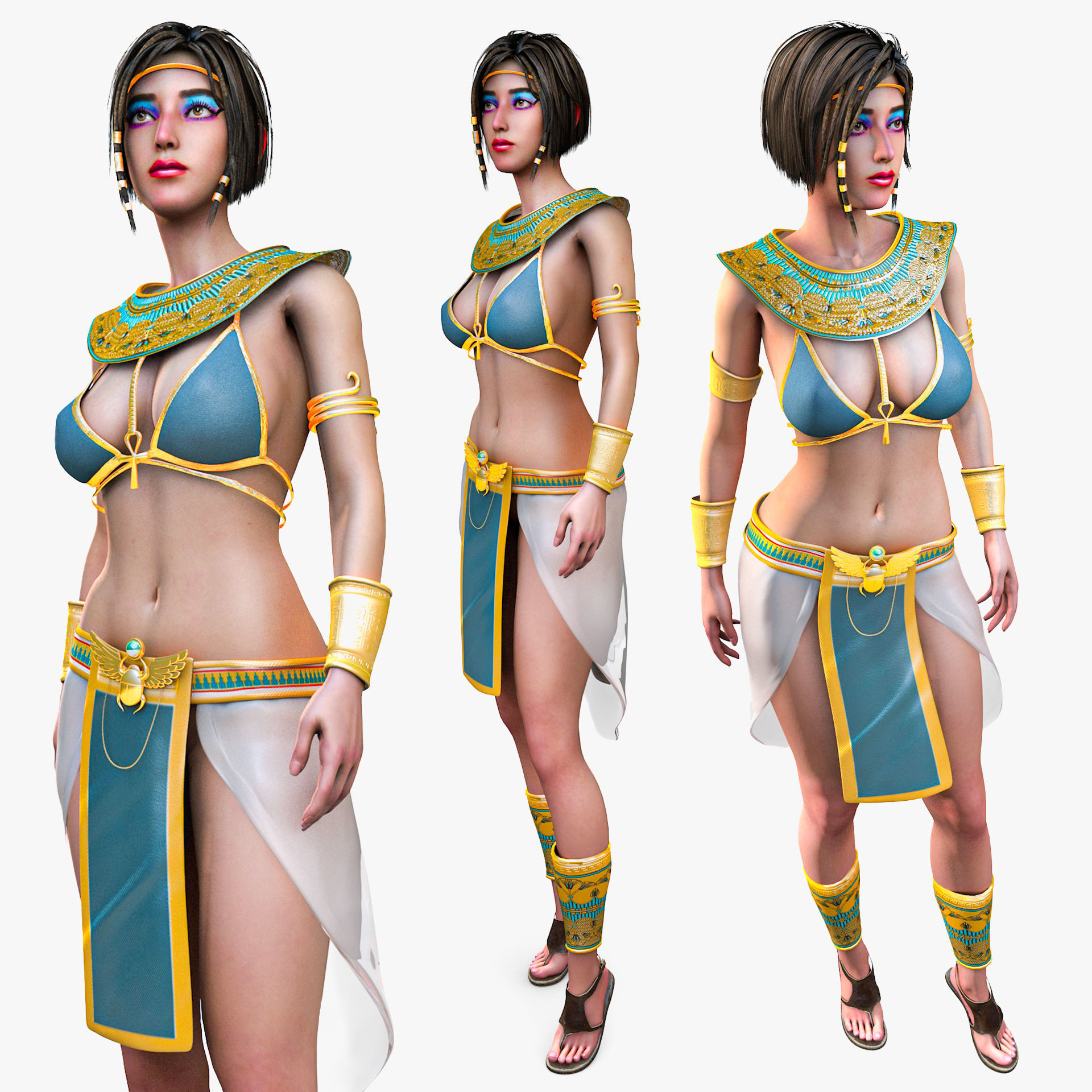 Egyptian Female Girl Character Farah 3D model rigged | CGTrader