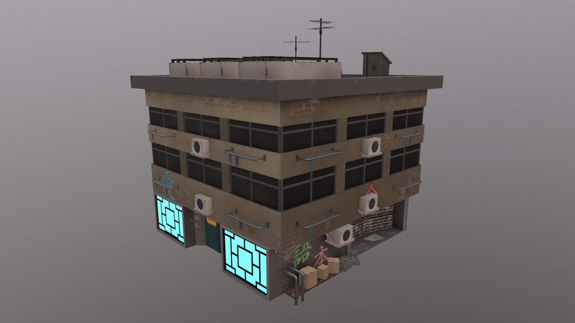 3D model Cyberpunk Building 54 VR / AR / low-poly | CGTrader