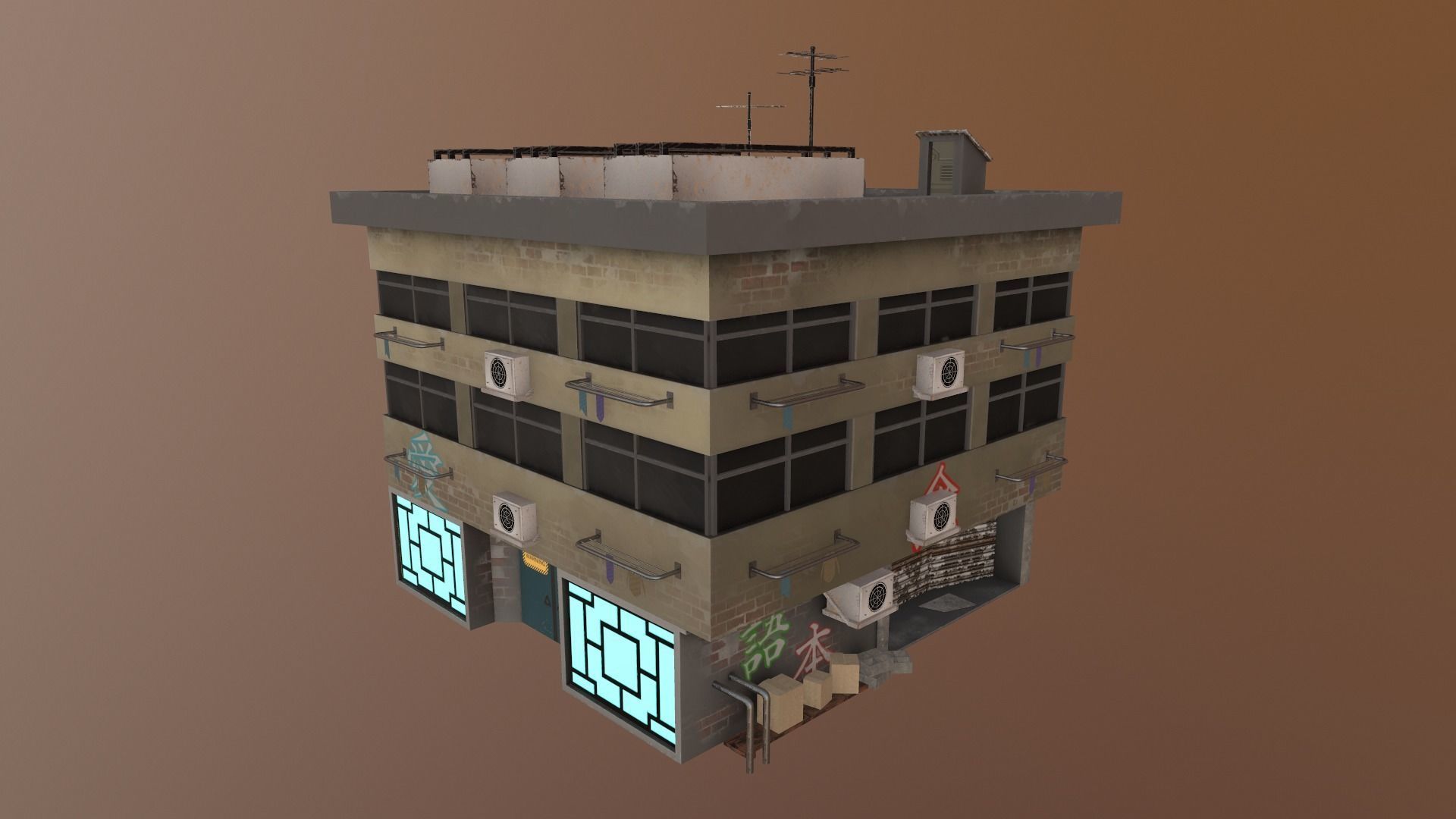 3D model Cyberpunk Building 54 VR / AR / low-poly | CGTrader