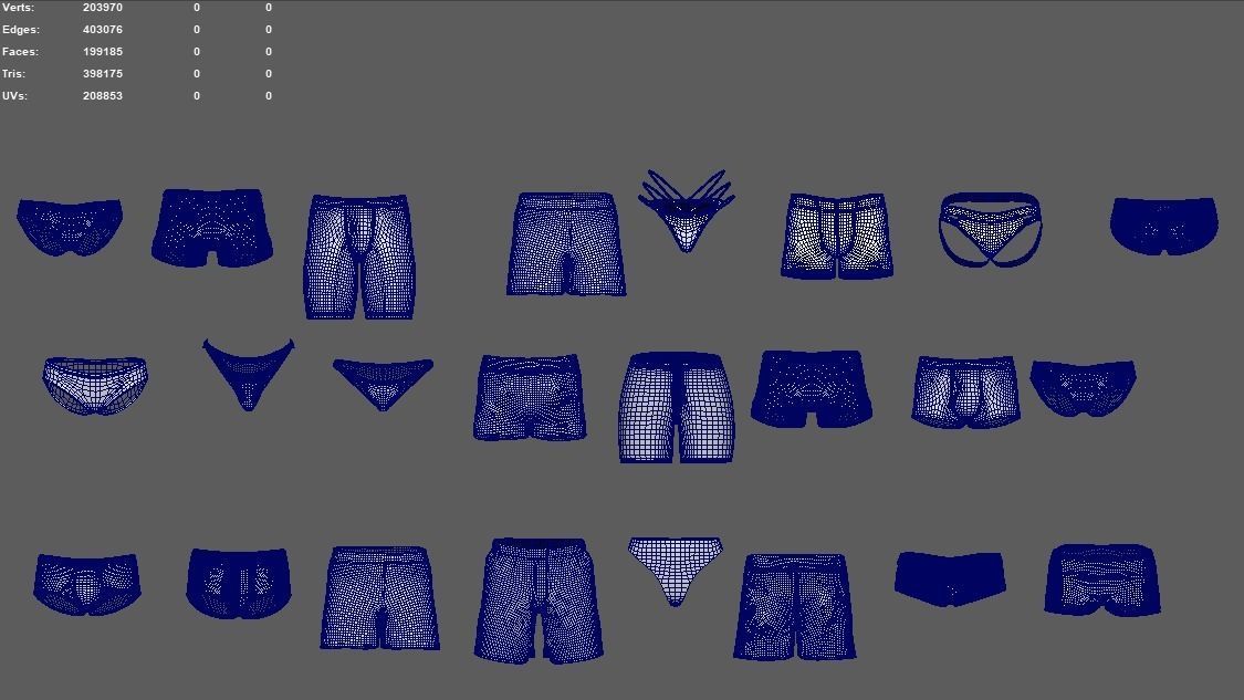 shorts set of underwear 3D model | CGTrader