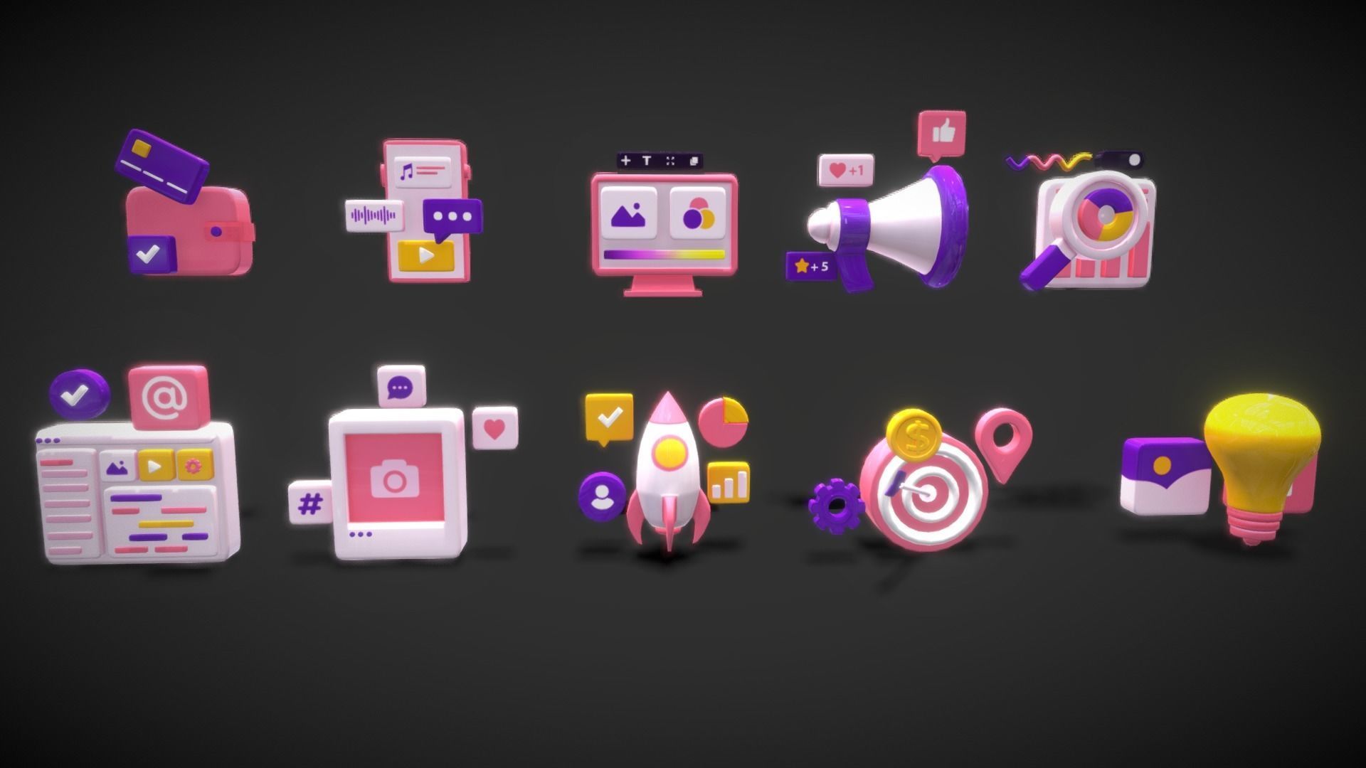 3D model 3D Button Collections1 VR / AR / low-poly | CGTrader