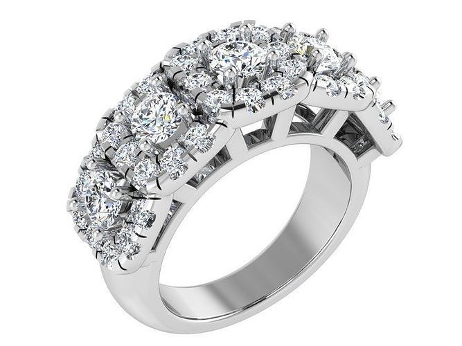 Round big and small diamond stones ring 3333 3D print model 3D model 3D ...