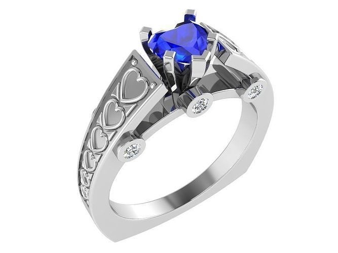 Nice blue heart design ring 3339 3D print model 3D model 3D printable ...