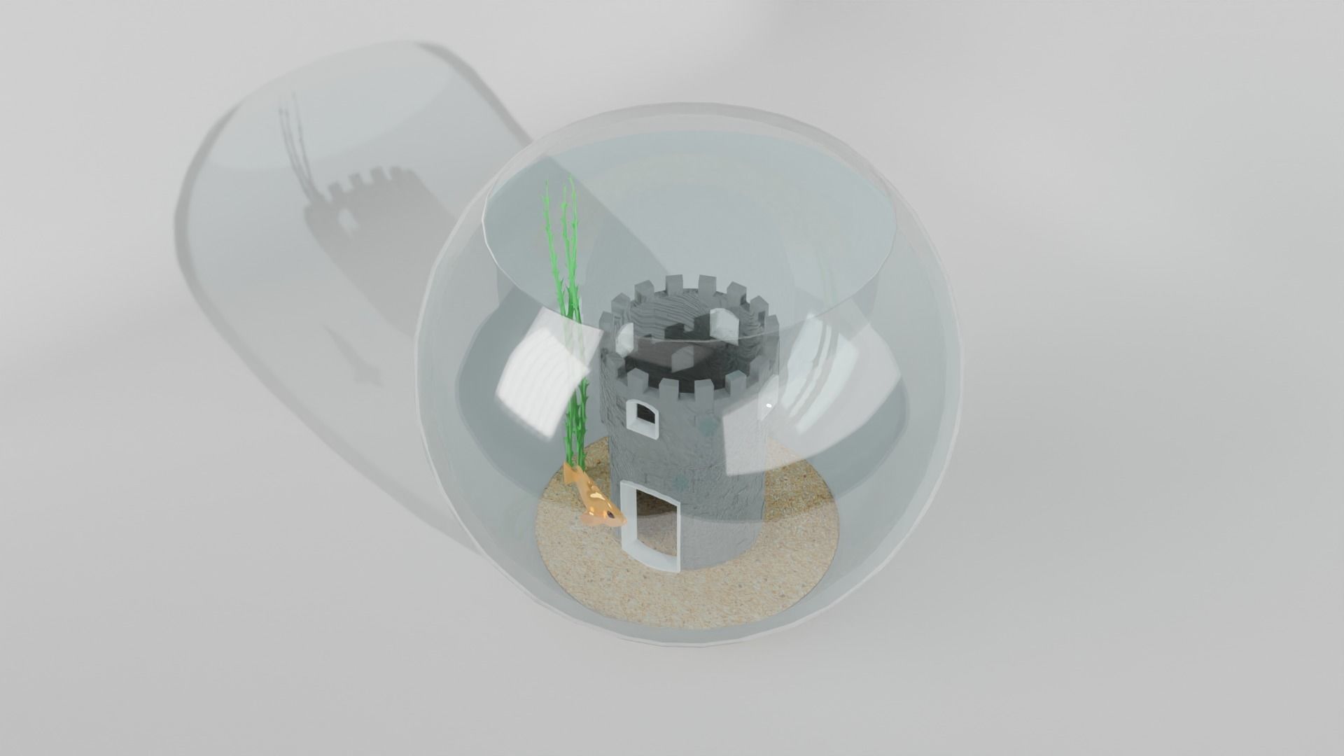 Fish bowl with Tower 3D model | CGTrader