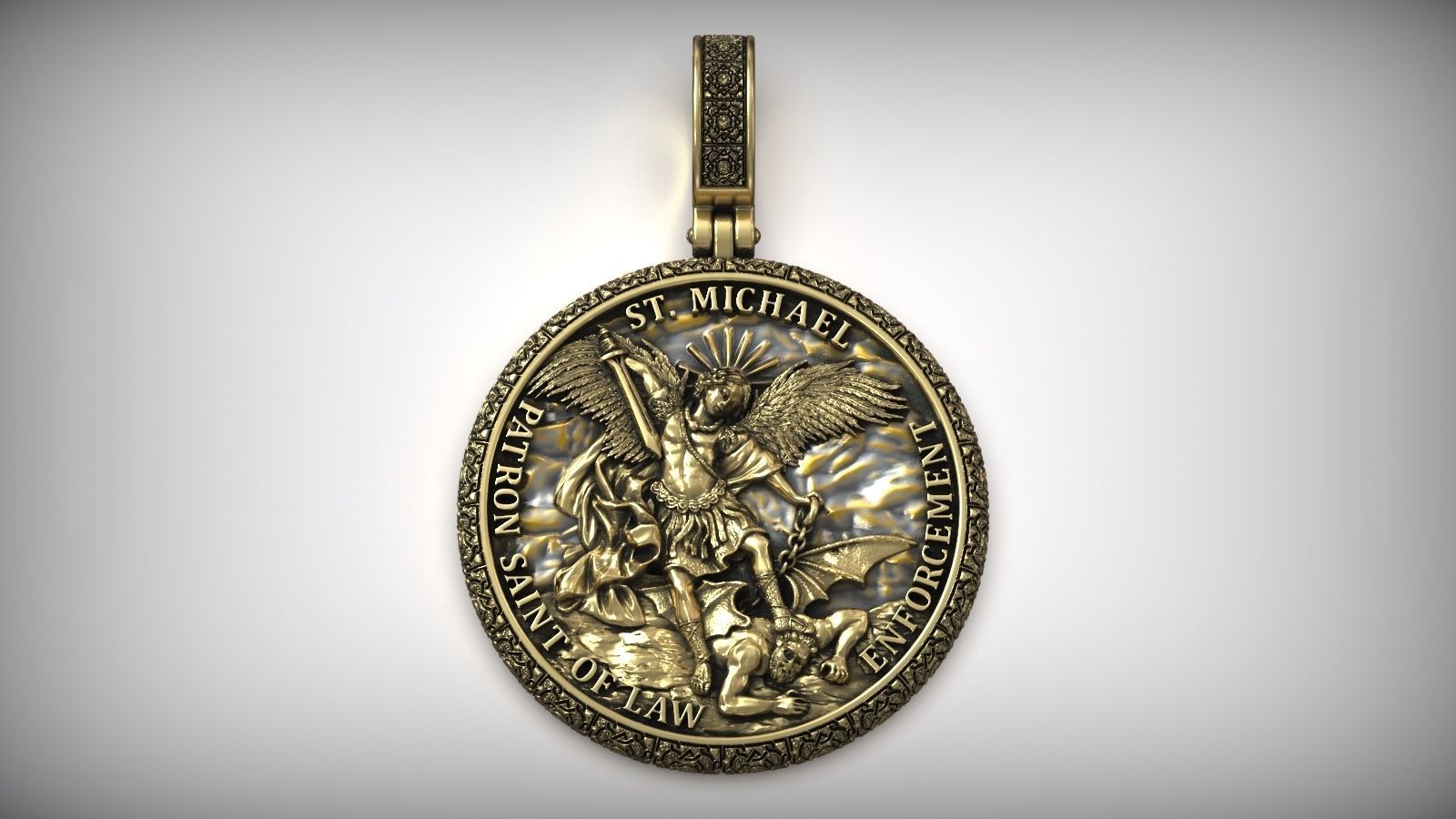 Archangel Michael Patron Saint Of Law Enforcement Amulet Pendant 3D ...