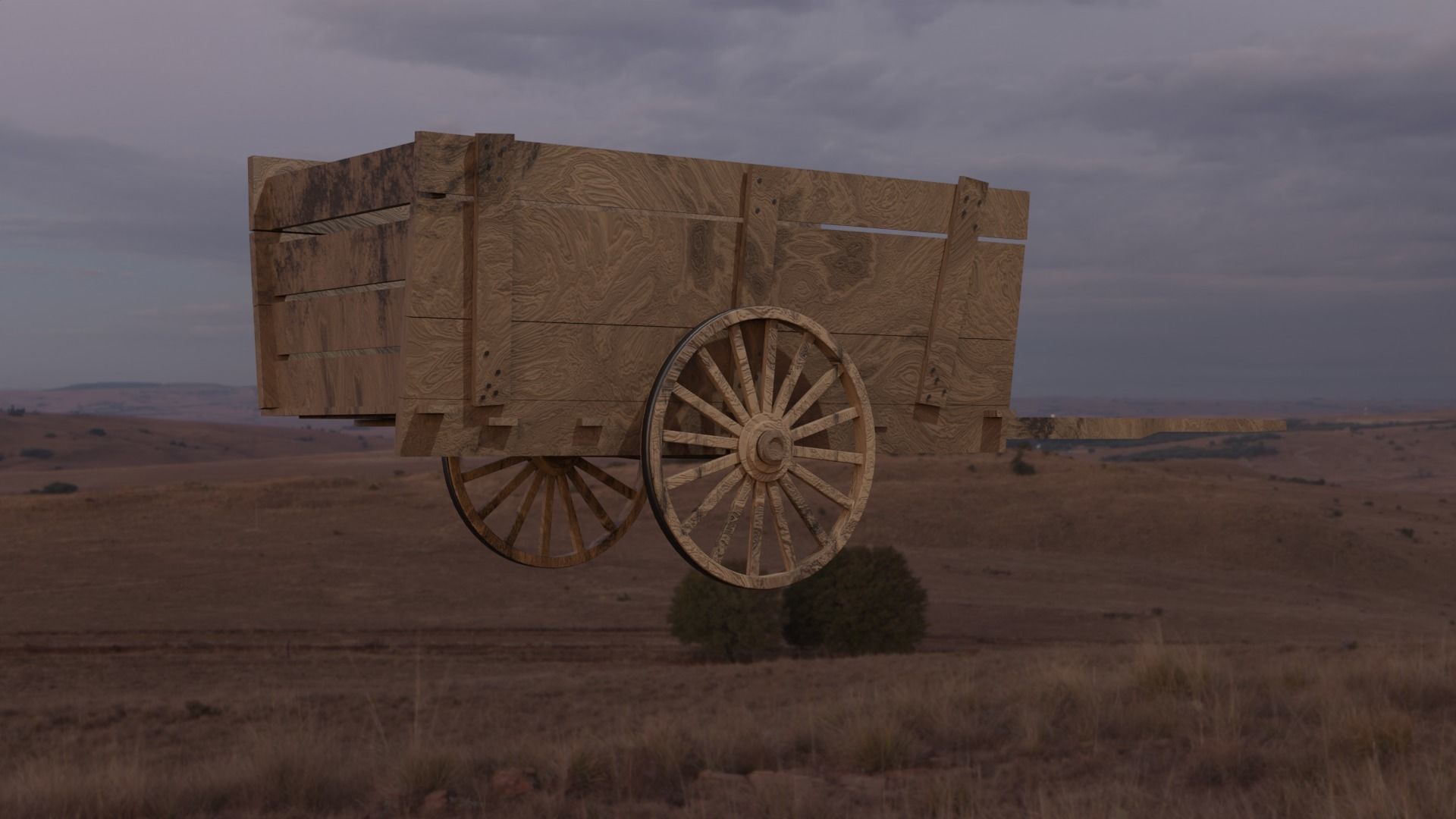 3D model Mid Poly Wooden Wagon for games VR / AR / low-poly | CGTrader