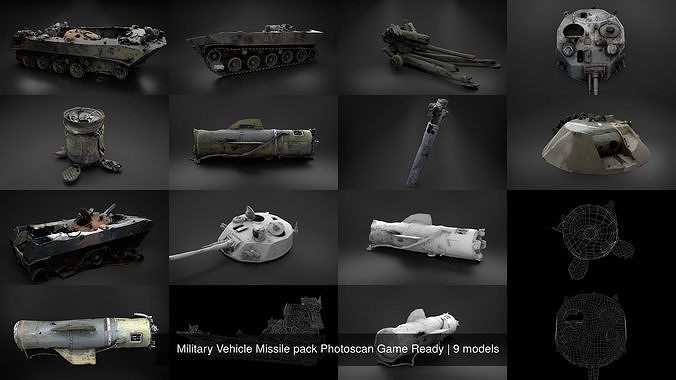 3D Model Collection Military Vehicle Missile Pack Photoscan Game Ready ...