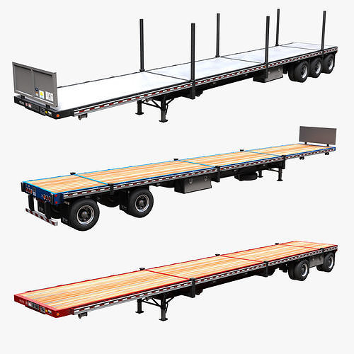 3D model Flatbed Trailer VR / AR / low-poly | CGTrader