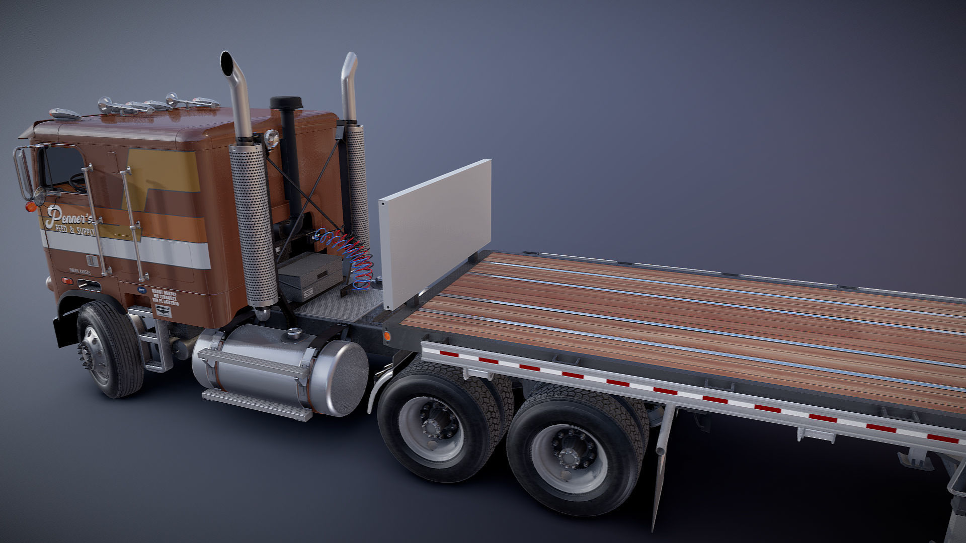 3D model Freightliner FLT flatbed trailer VR / AR / low-poly | CGTrader