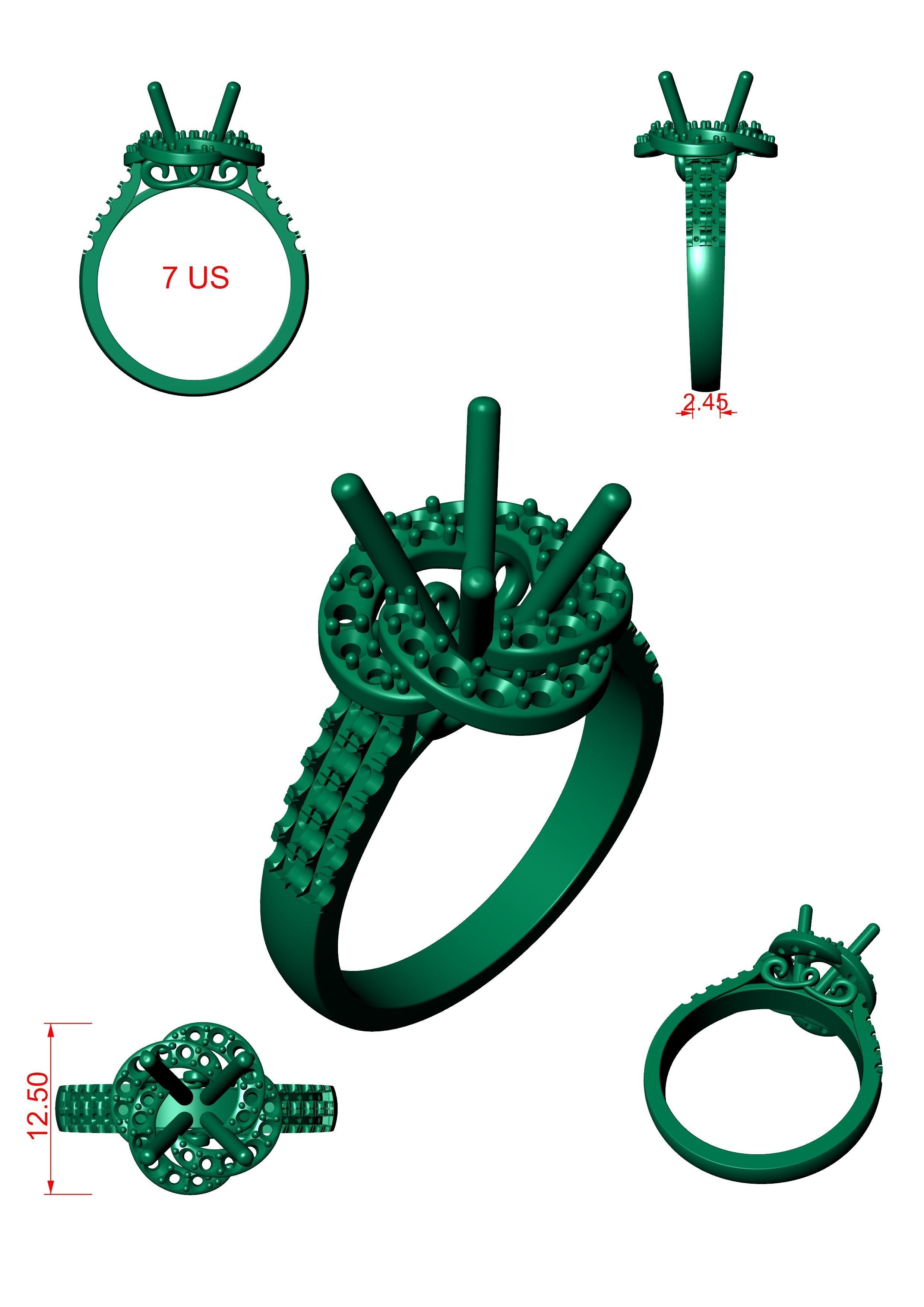 Rose flower ring 3D model 3D printable | CGTrader
