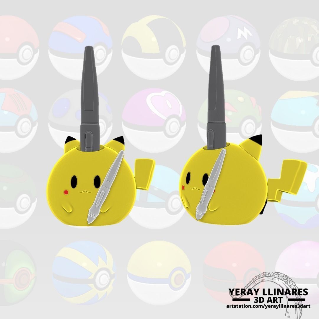 PIKACHU TABLET PENCIL HOLDER 3D model 3D printable | CGTrader