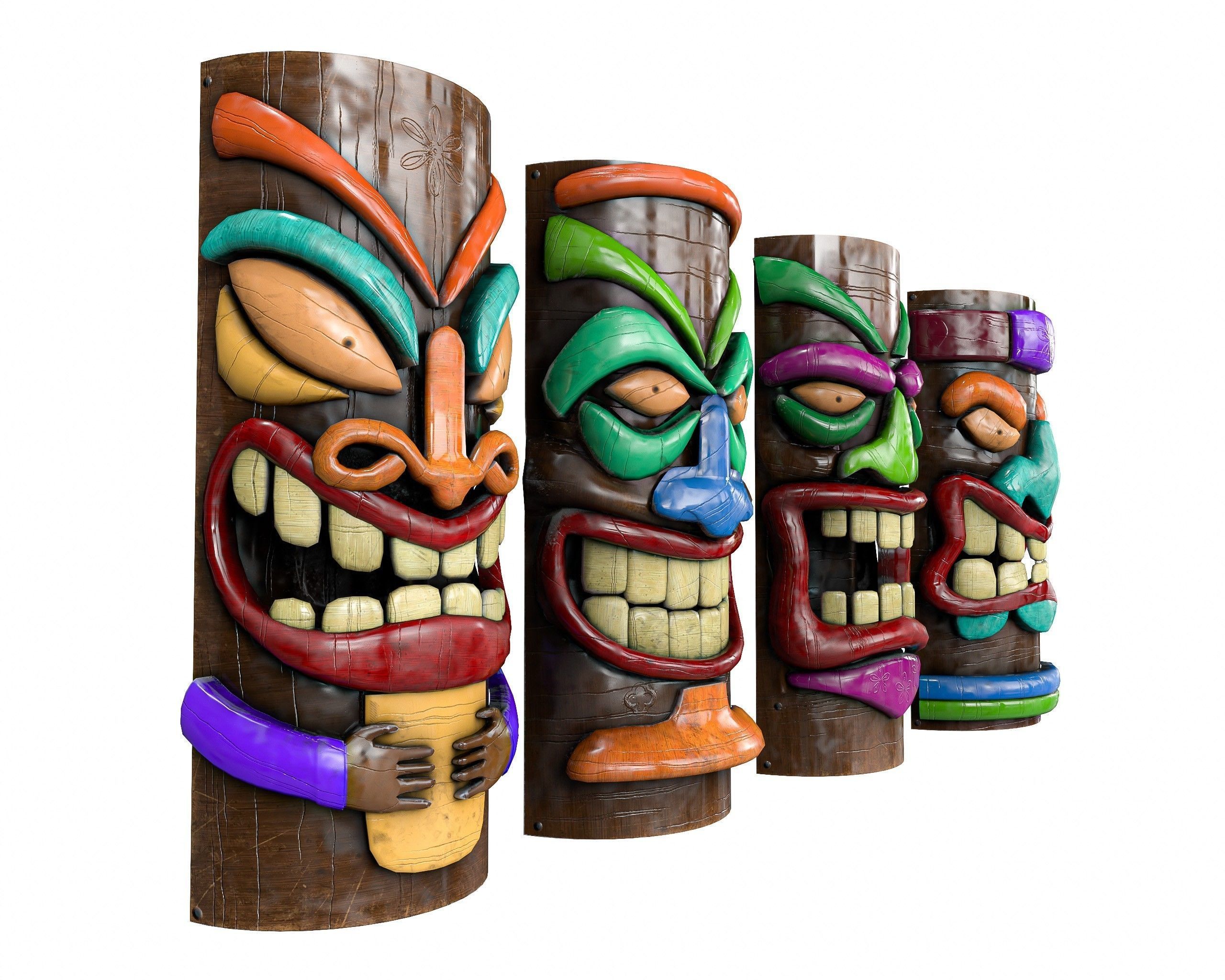 3D model Tiki Face Pack VR / AR / low-poly | CGTrader
