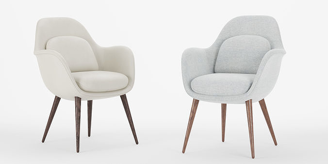 Fredericia Swoon dining chair wood base 2 upholstery variations 3D ...