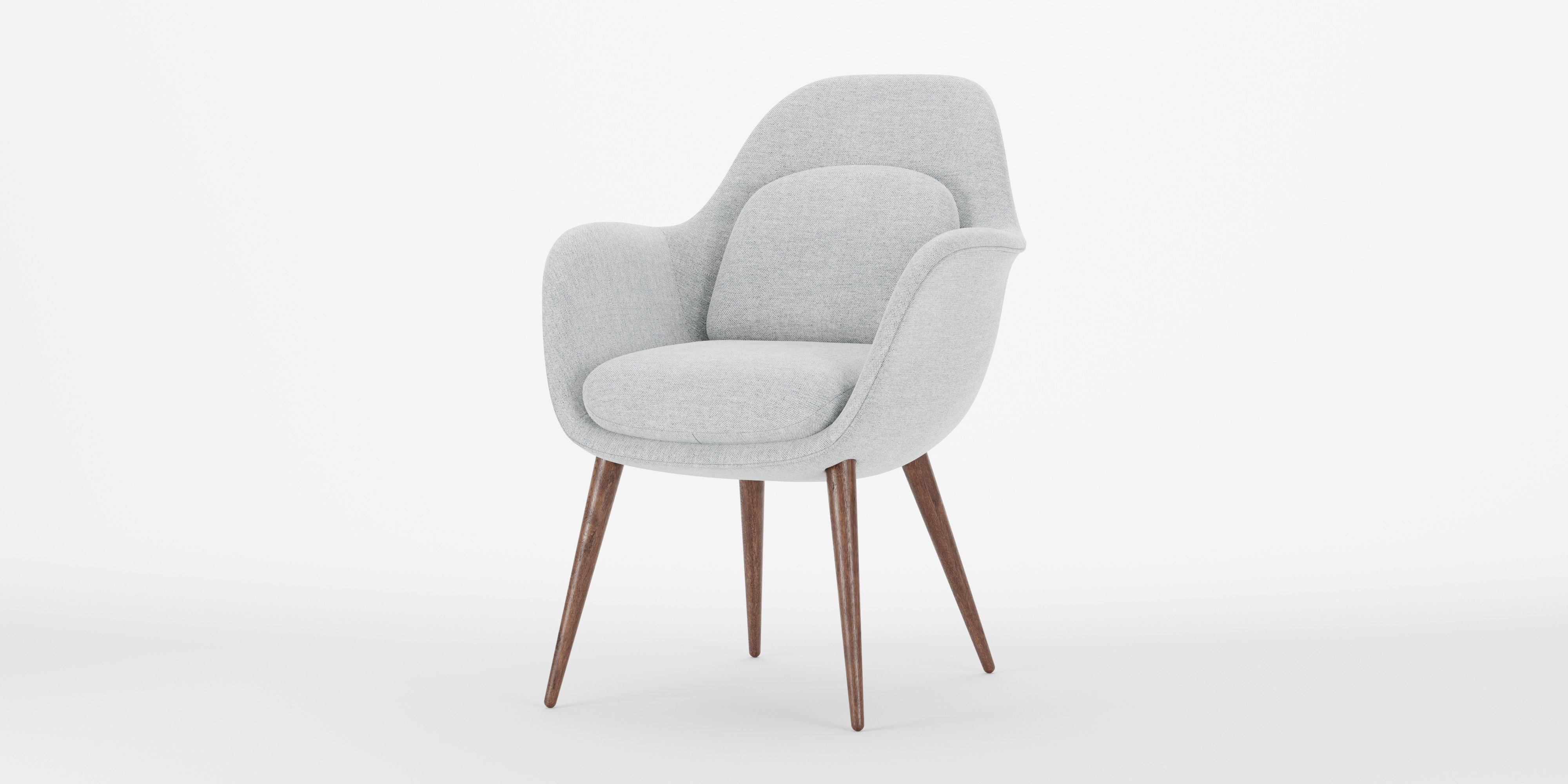 Fredericia Swoon dining chair wood base 2 upholstery variations 3D ...