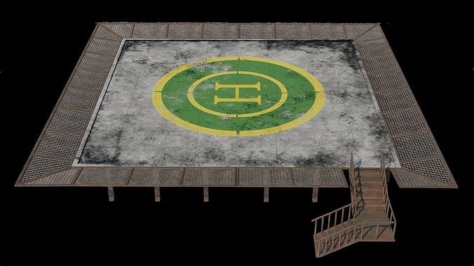 Helipad wooden floor with symbol free VR / AR / low-poly 3D model ...