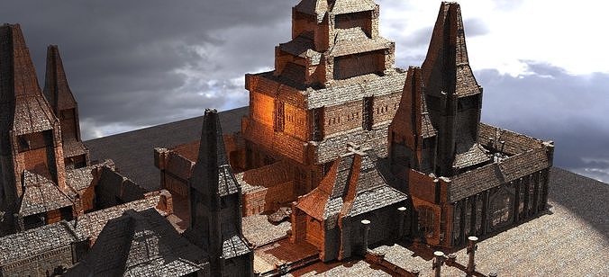 Lizard Cult Cathedral Kitbash 1 3D model | CGTrader