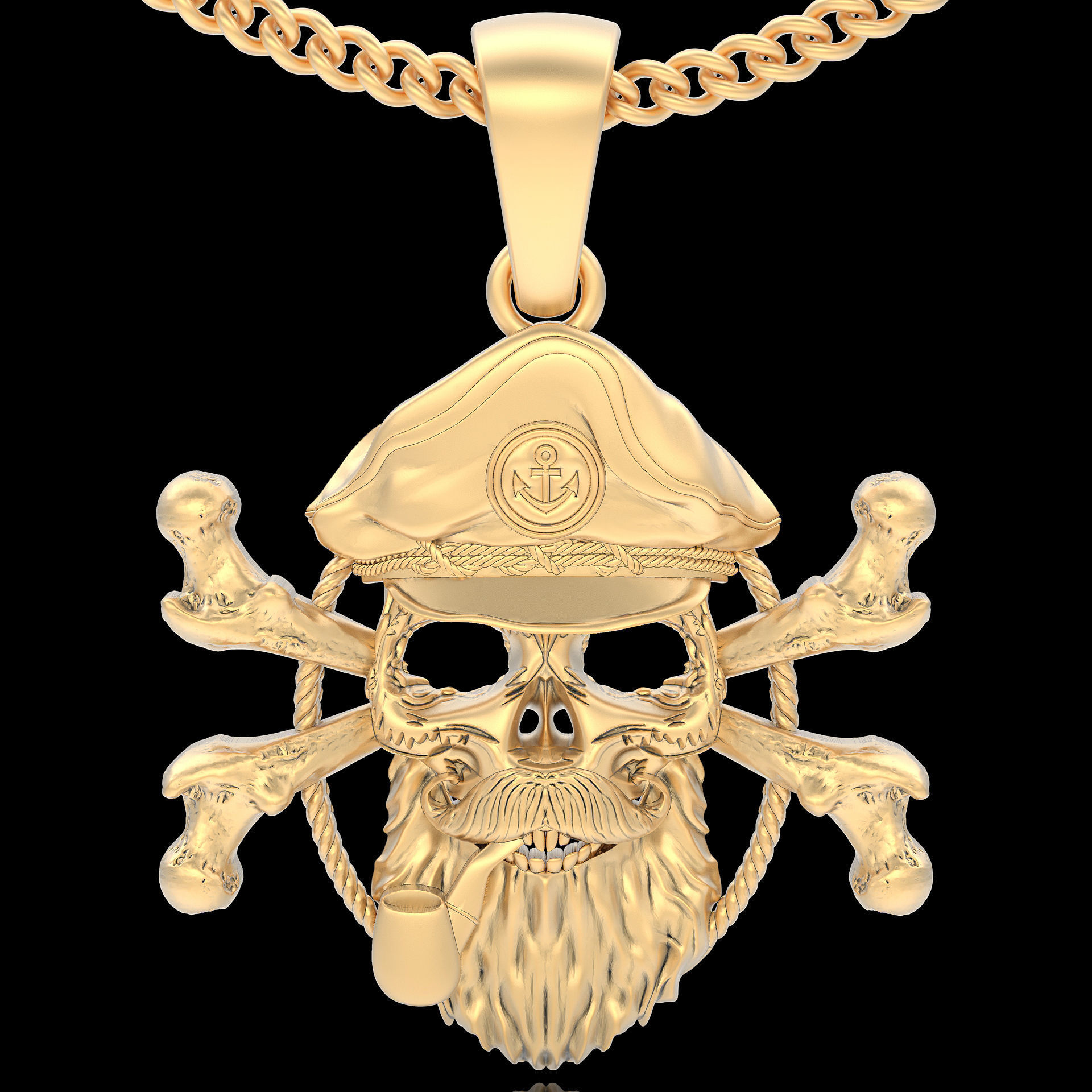 Captain pirate skull ring gold jewelry printable 3D model 3D model 3D ...