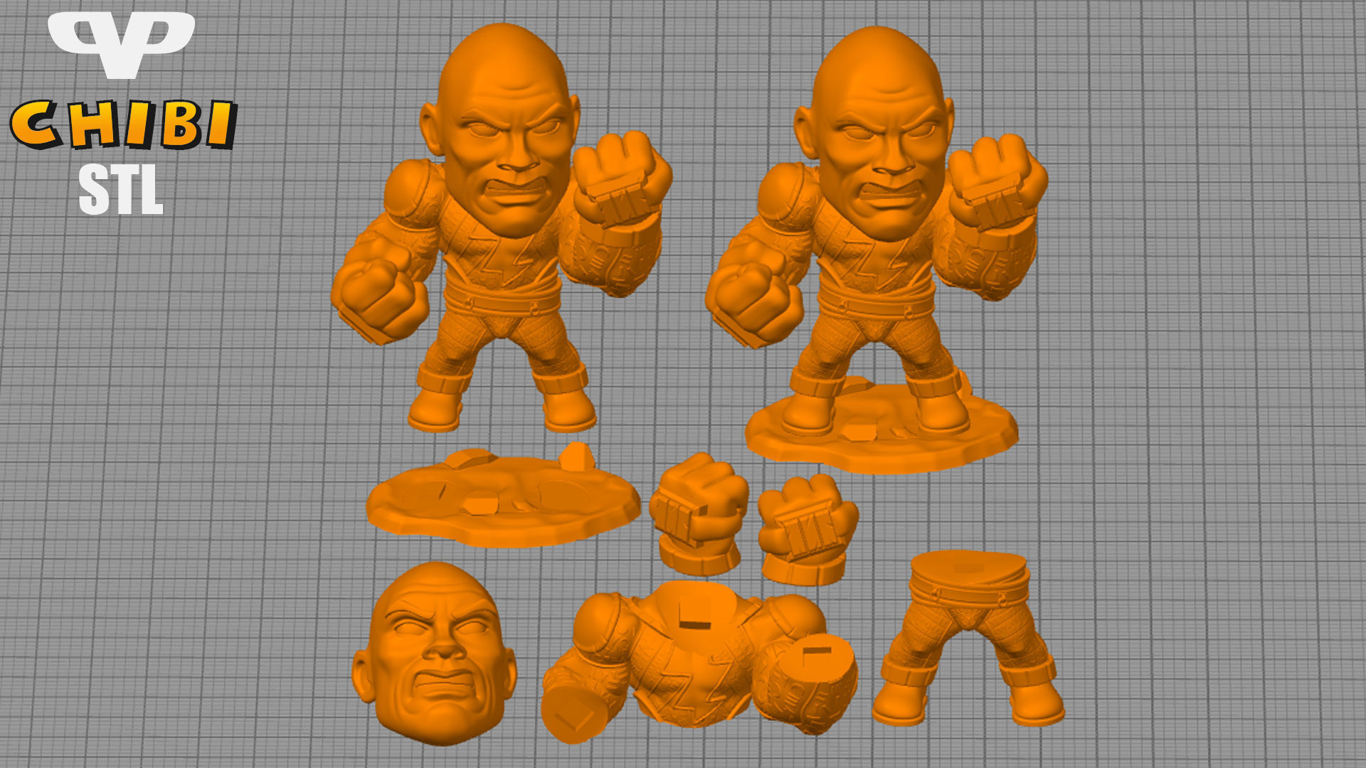 Black Adam Chibi STL for 3D Printing ChibiSTL 3DXM 3D model 3D ...