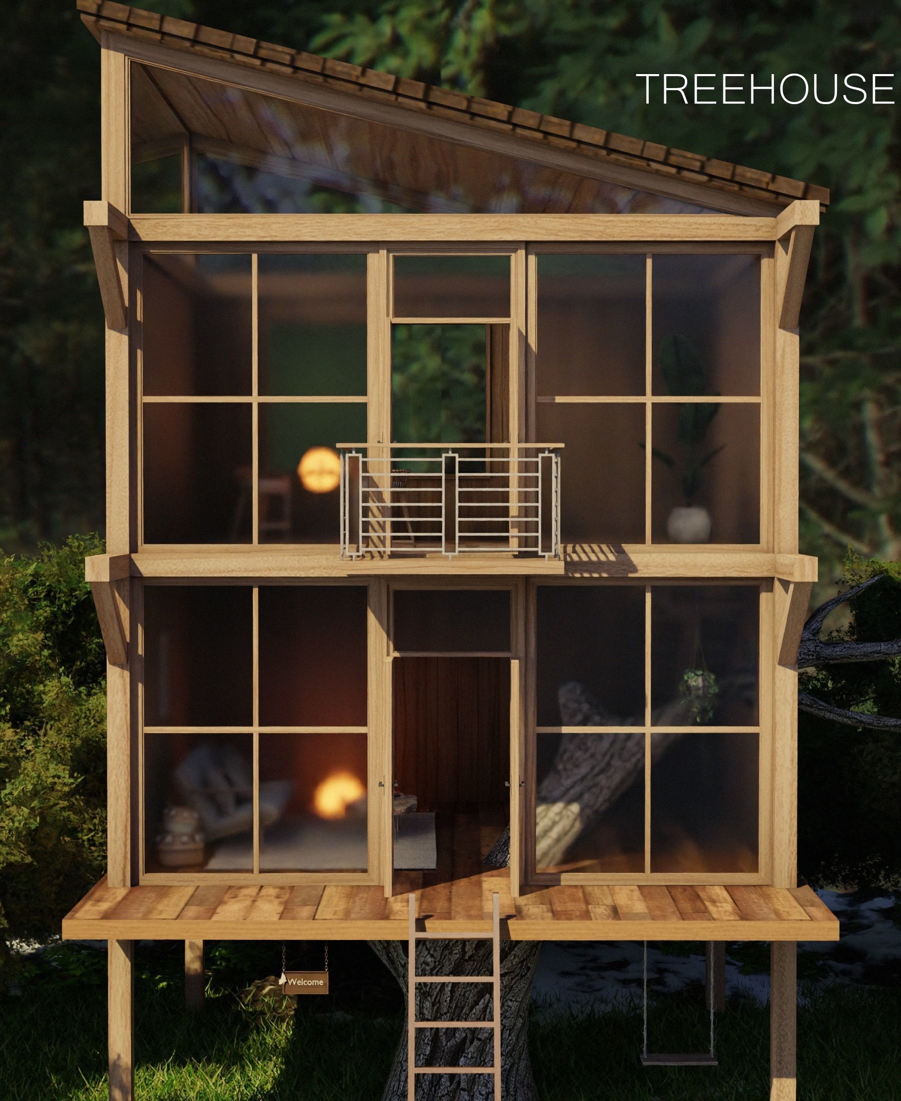 Treehouse - Blender Scene Free 3D model free 3D model | CGTrader
