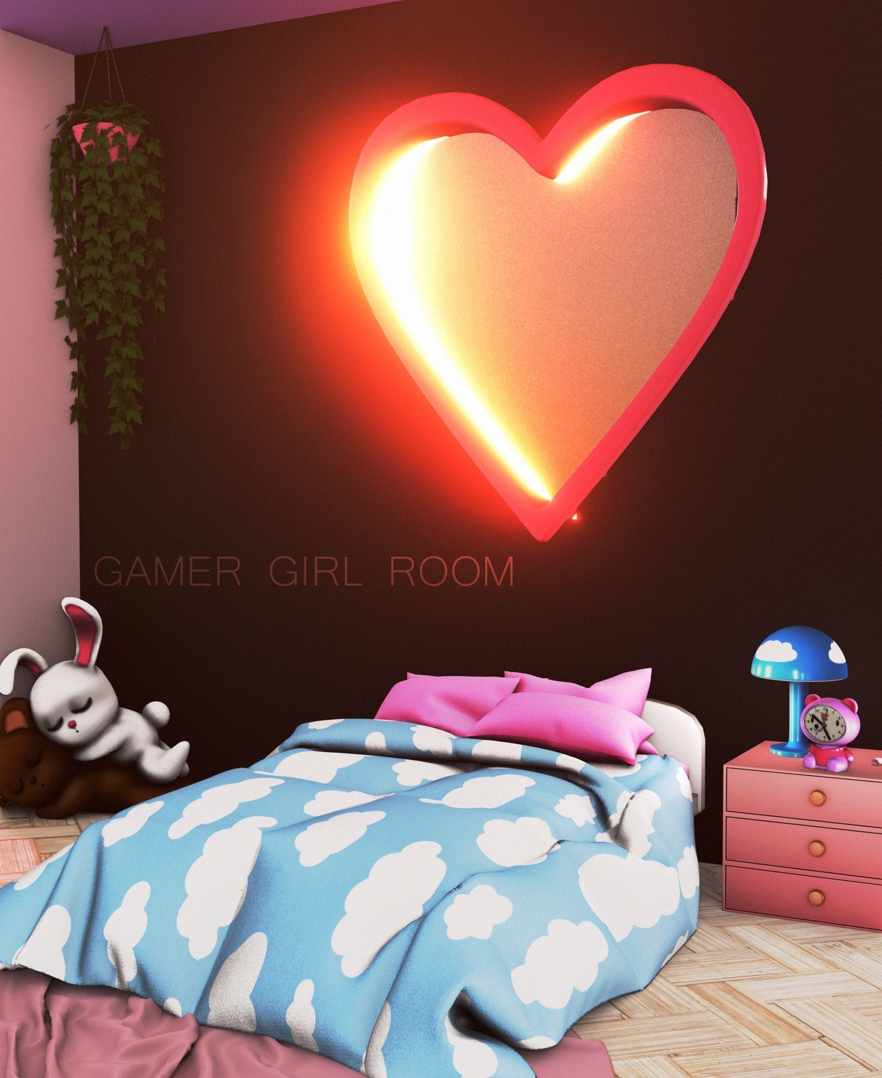 Gamer girl room - Blender scene 3D model | CGTrader