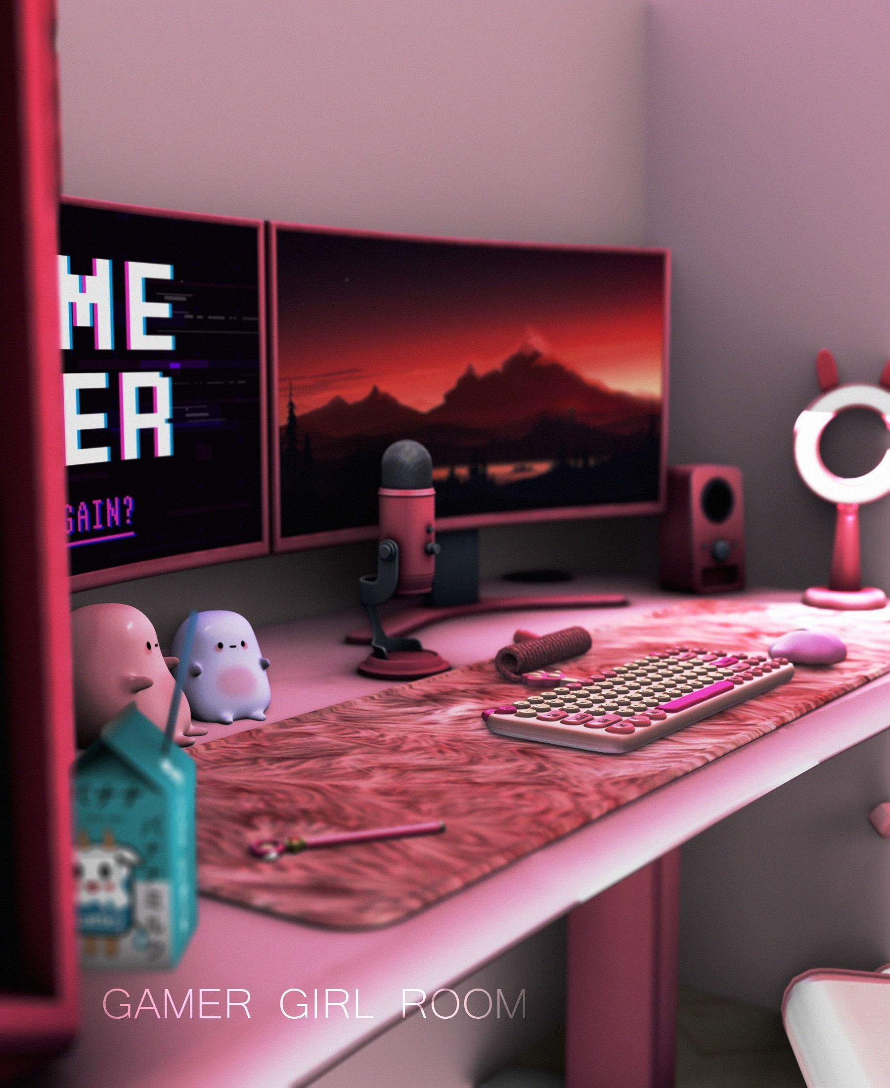Gamer girl room - Blender scene 3D model | CGTrader