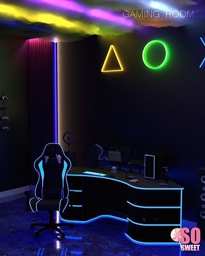 Gaming room - Blender scene 3D model | CGTrader