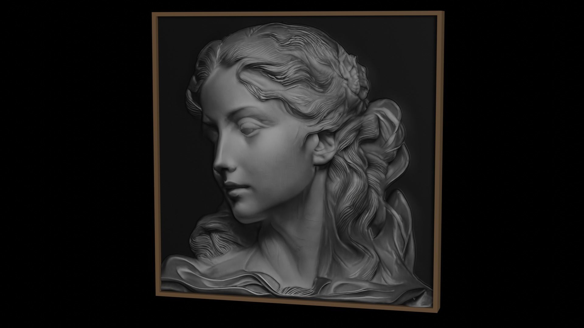Womans Face Relief 1 3D model 3D printable | CGTrader
