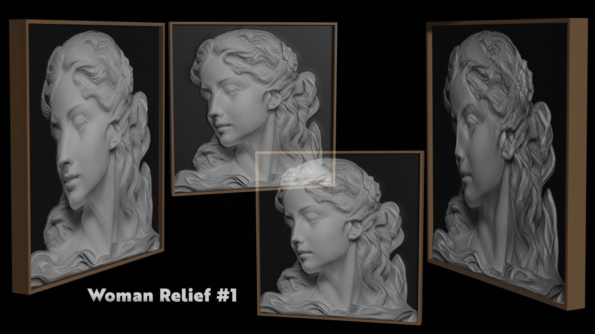 Womans Face Relief 1 3D model 3D printable | CGTrader