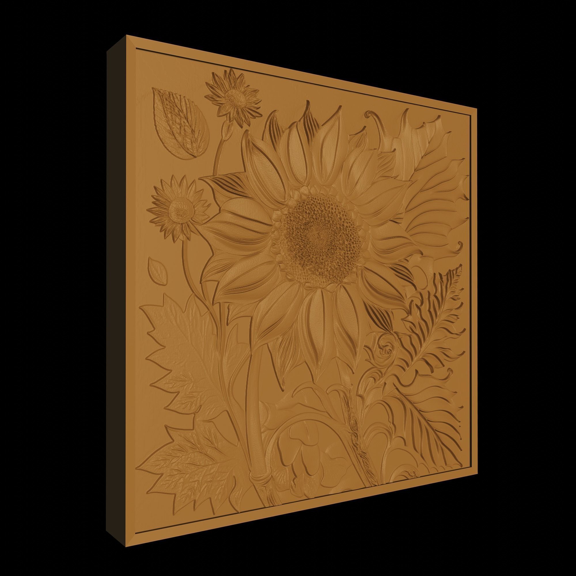 Sunflower Relief 1 3D model 3D printable | CGTrader